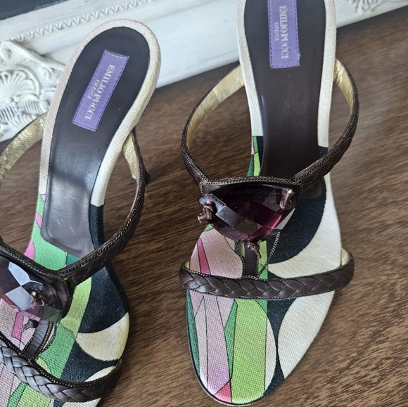 Emilio Pucci | Shoes | Emilio Pucci Rich Brown Braided Leather Adorned ...